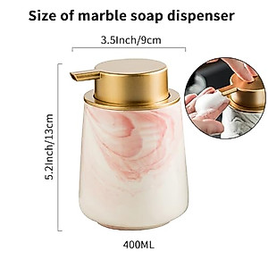 Simcat 12oz Foaming Soap Dispenser - Ceramic Soap Dispenser with Pump Soap Foam Hand Soap Dispenser Decorative Soap Dispenser for Bathroom Kitchen Home Hotel (N-Marble Matte Pink-Foaming)