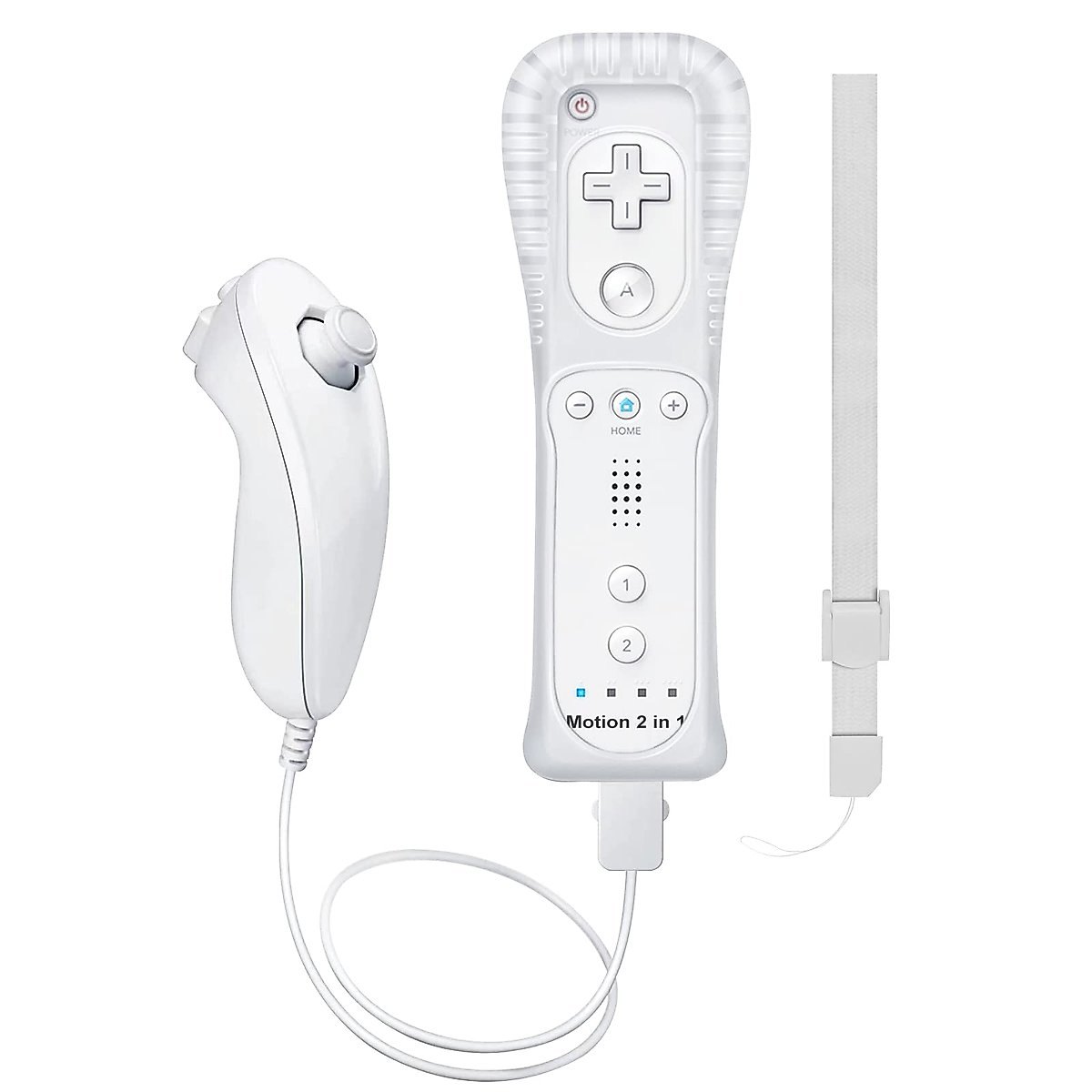 MOLICUI Wii Controller Motion Plus with Nunchuck，Wii Remote Controller Compatible with Nintendo Wii/Wii U with Wrist Strap and Case,White