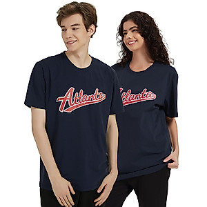 Mens Atlanta Classic Baseball Crew Neck Tee T-Shirt (Men, L, Atlanta Navy)