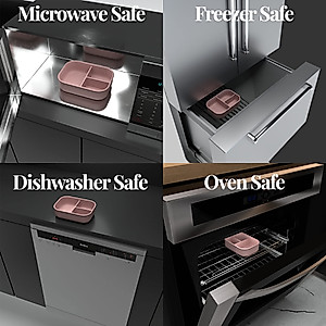 Silicone Bento Box for Kids, Toddlers and Adults - Made from Platinum LFGB German Silicone - Microwave, Dishwasher, Freezer and Oven safe - Lunch, Snack and Sandwich Food Container (Pastel Purple)