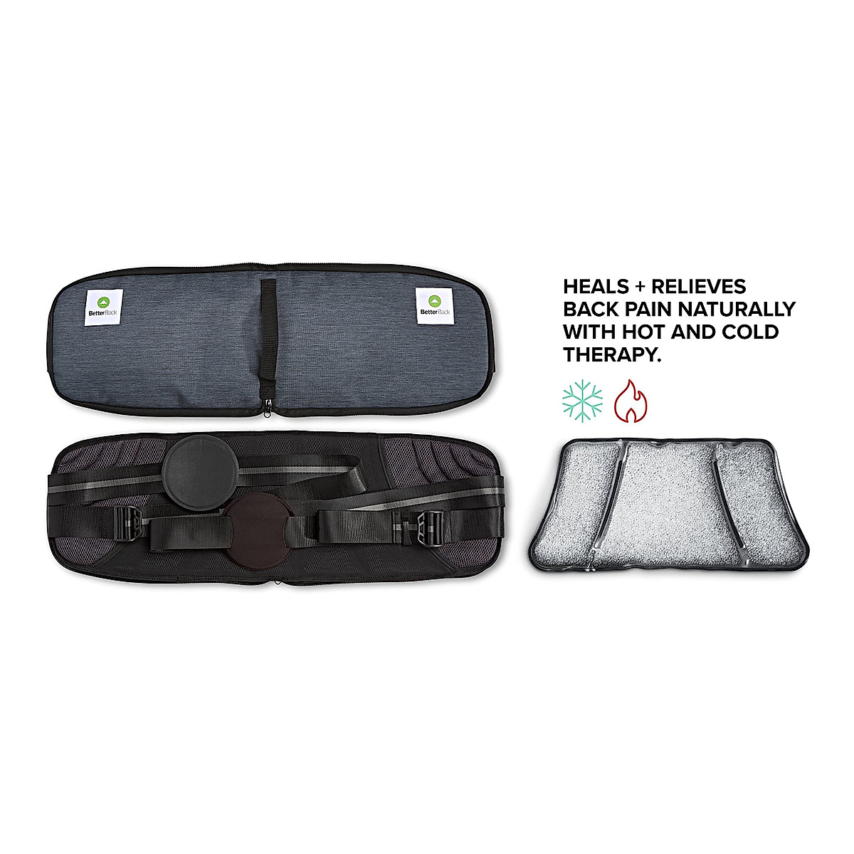 BetterBack Therapy - Sit in Perfect Posture + Lower Back Pain Relief (Heat and Ice Healing) - Portable Ergonomic Office Chair