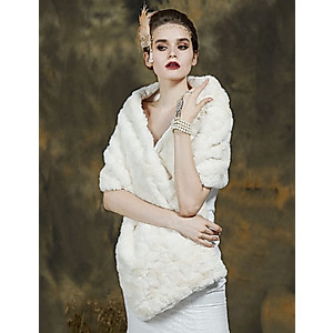 BEAUTELICATE Faux fur Shawl For Women Wedding Bridal Wrap Stole Shrug Warm Winter Cover Up for Evening Dress