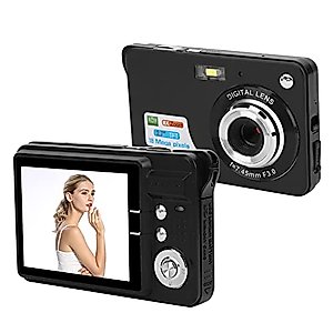 Nofaner Digital Camera, 8X Zoom Card Digital Camera 5 MP 2.7in LCD Display Maximum Support 32GB Memory Card Builtin Microphone Mini Digital Camera(Black)