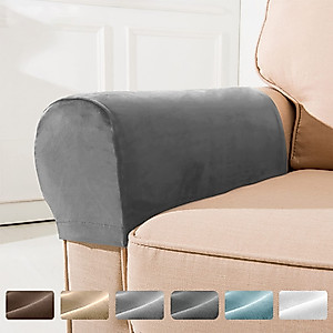 BAGASI Sofa Arm Rest Covers Set of 2 Stretch Armrest Chair Covers Waterproof Armchair Couch Anti-Slip Furniture Protector Slipcovers for Armchairs Sofa Couches Recliner,White