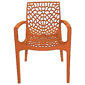 Green Boheme Gruvyer Indoor Outdoor Armchairs 4 Chairs, Orange, Patio, Dining, Pool, Garden, Stacking, Never Rusts, Italian