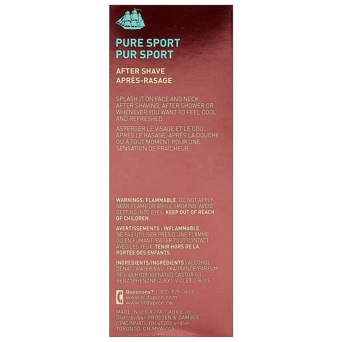 Old Spice After Shave Lotion, Pure Sport, 6.37 Ounce Bottle