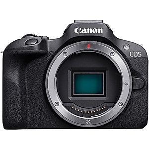 Canon EOS R100 Mirrorless Camera (6052C002) + Corel Software + Bag + 2 x 64GB Card + 2 x LPE17 Battery + Charger + LED Light + Card Reader + Flex Tripod + Cleaning Kit + Memory Wallet + More (Renewed)
