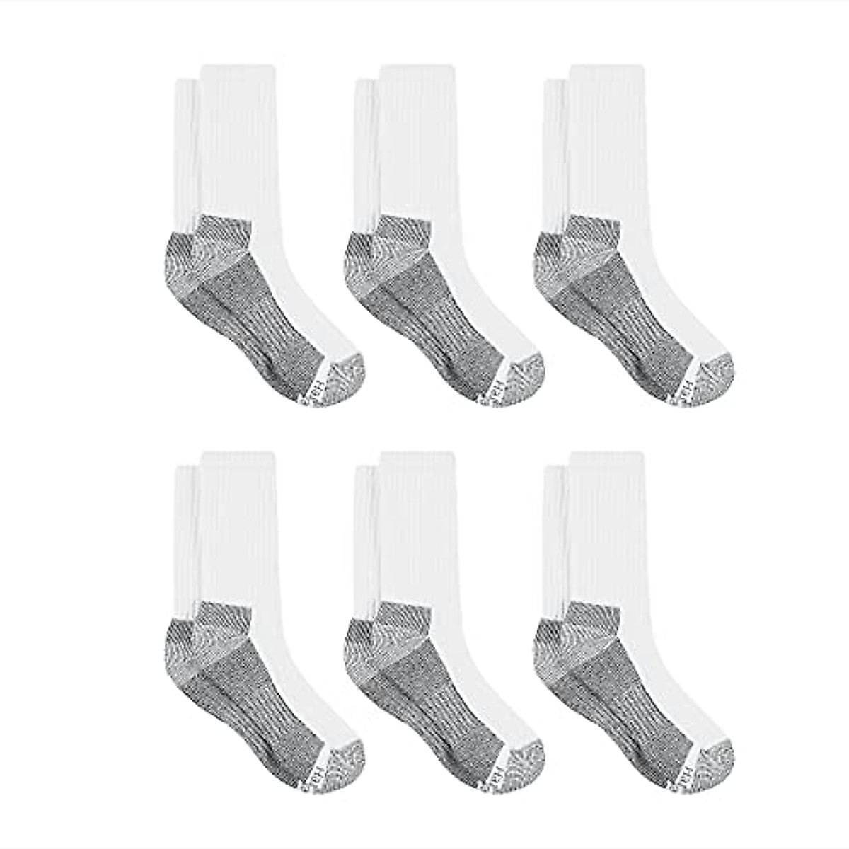 Hanes mens Crew Socks, 6-pair Pack Work Sock, White, 6 12 US