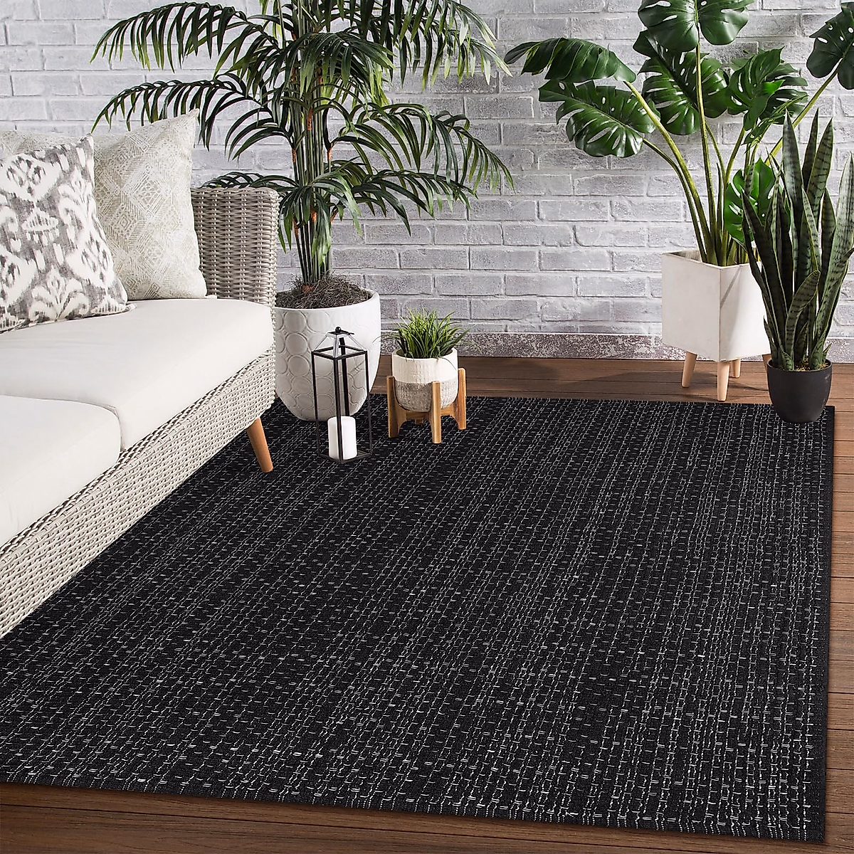 Seavish Outdoor Rug 4X6 Area Rug Washable Kitchen Rug Black and White Striped Rug Cotton Rugs Farmhouse Decor Reversible Laundry Room Mat Small Accent Throw Rugs Patio Rug Front Porch Mat