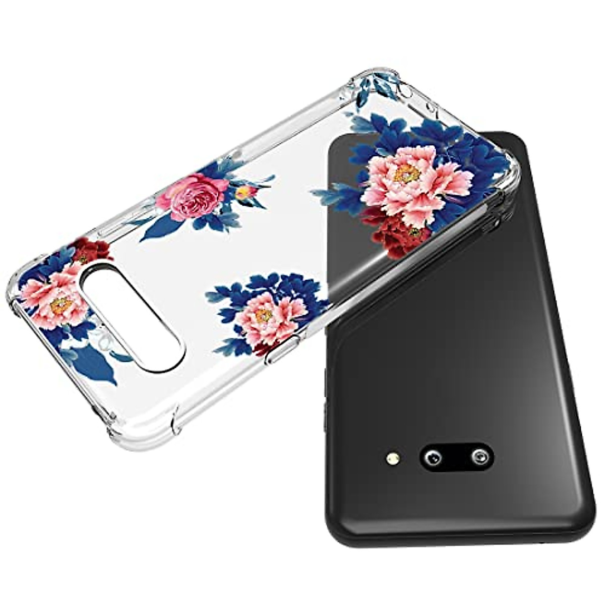 Tothedu Phone Case for LG V60 ThinQ 5G Case/LG V60/LM-V600 Case for Girls, Clear Slim Shockproof Pattern Soft Flexible TPU Back Phone Protective Cover Cases for LG V60 ThinQ (Blue Flower)