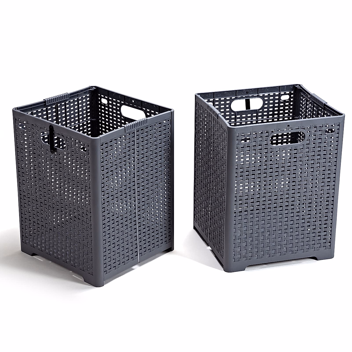 Eslite 42L Collapsible Plastic Laundry Baskets,Foldable Laundry Hamper,Pack of 2 (Grey)