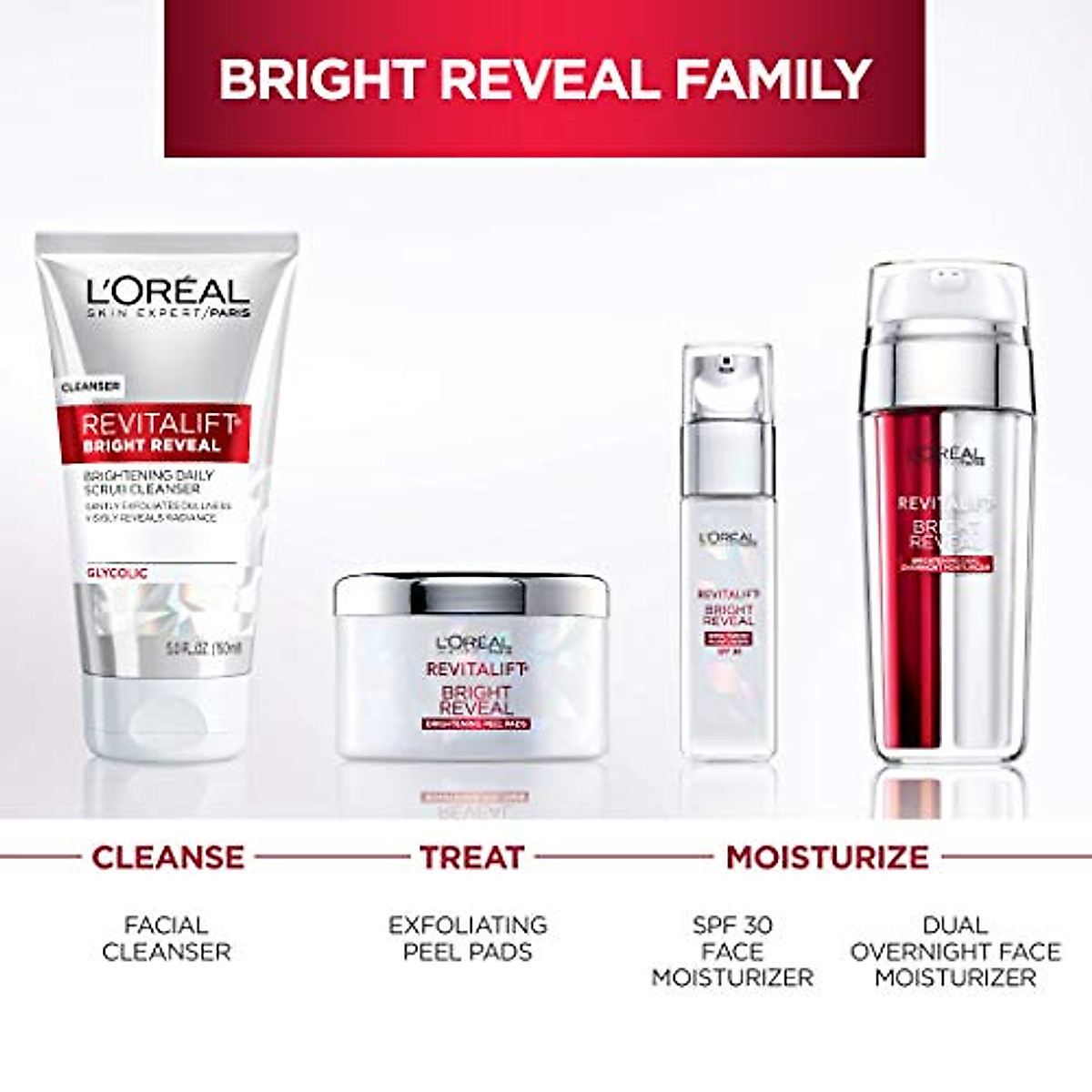 L'Oreal Paris Skincare Revitalift Bright Reveal Facial Cleanser with Glycolic Acid, Anti-Aging Daily Face Cleanser to Exfoliate Dullness and Brighten Skin, 5 Fl Oz (Pack of 1)