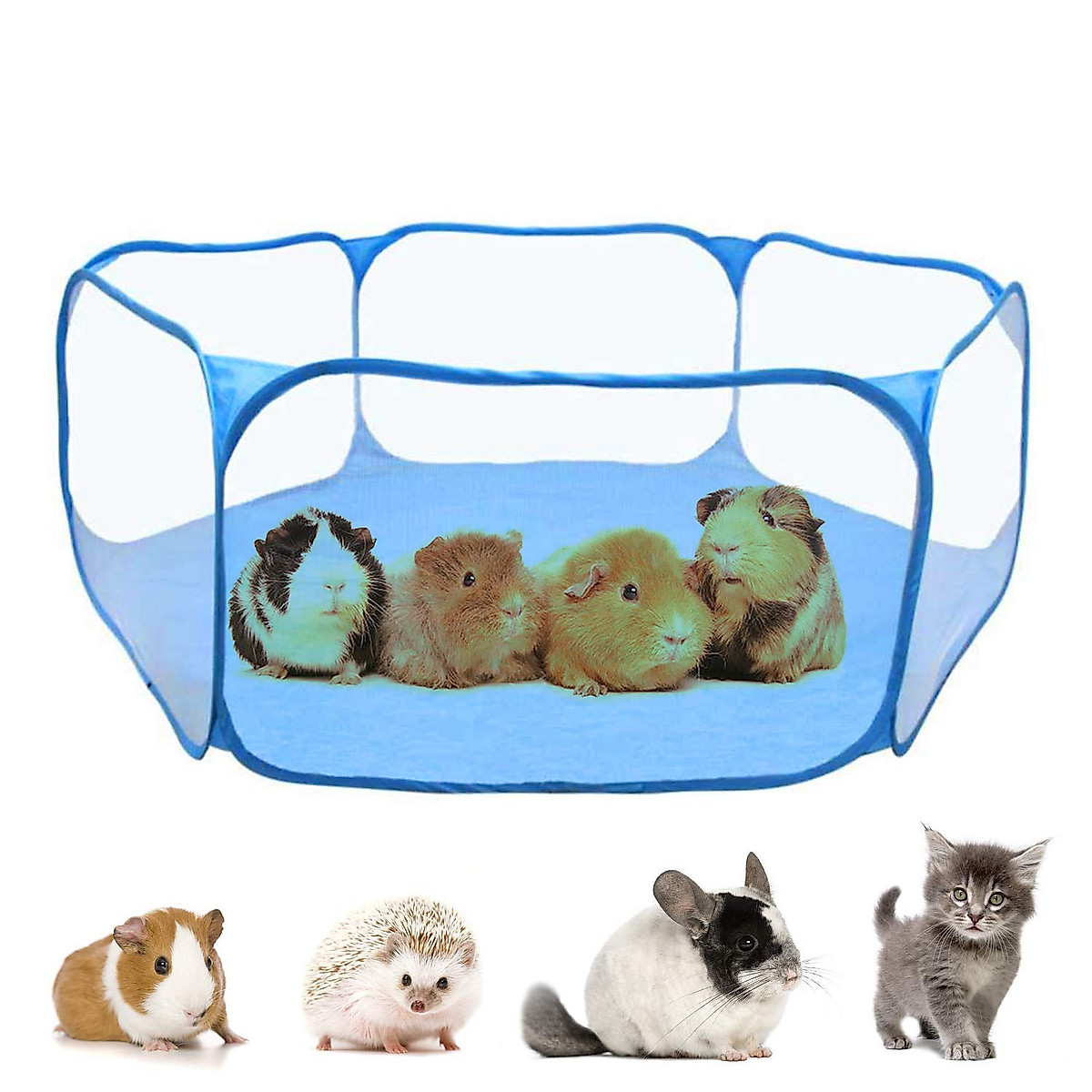 RYPET Guinea Pig Playpen - Breathable & Transparent Pet Playpen Pop Open Outdoor/Indoor Exercise Fence, Portable Yard Fence for Guinea Pig, Rabbits, Hamster, Chinchillas and Hedgehogs