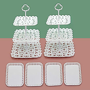 Set of 6 PCS Plastic Party Cake Stand and Cupcake Holder Fruits Dessert Display Plate Table Decoration for Wedding Birthday Party Celebration (Square)