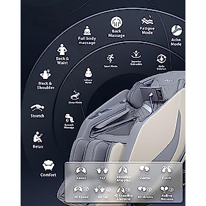 PUDO 2023 4D Massage Chair Full Body | Zero Gravity Shiatsu Massage Chairs Recliner with AI Voice with Heated SL Track Bluetooth Speaker Airbag Yoga Stretch, Foot Roller Auto Legrest (Beige)