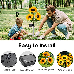 BesLowe 3 Packs 9 Sunflowers Solar Lights Outdoor Waterproof, Solar Garden Lights Garden Decor, Solar-Powered Flower Light Decorative for Patio Yard Flowerbed Backyard Decorations