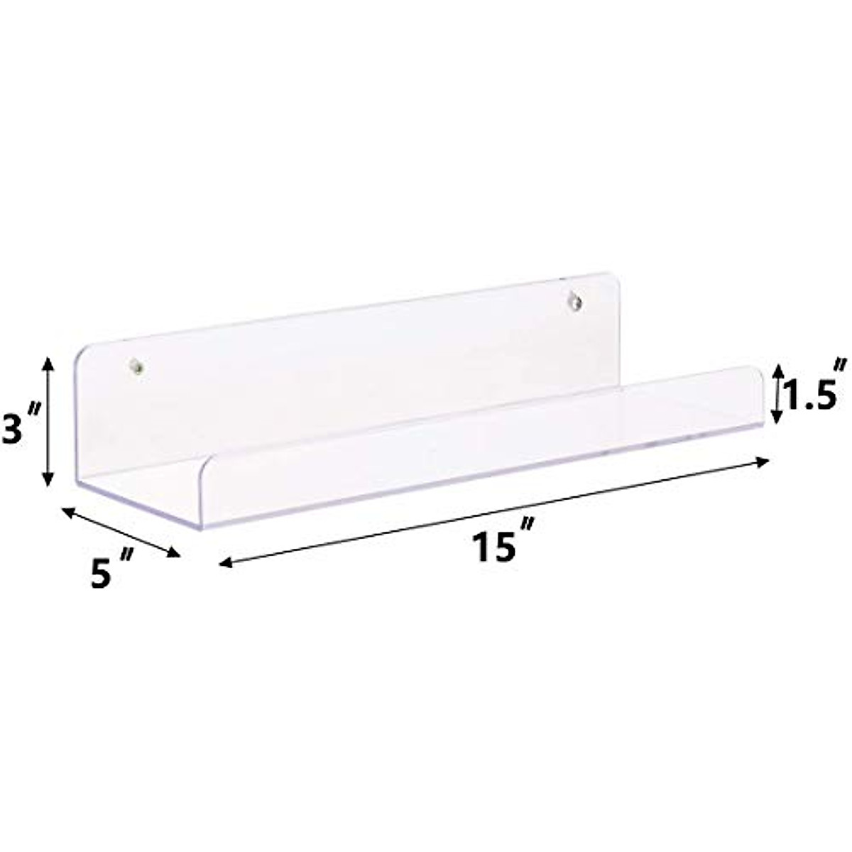 Sooyee 6 Pack 15 Inch Acrylic Storage Wall Shelf 1.73" Wide & 5" Wide