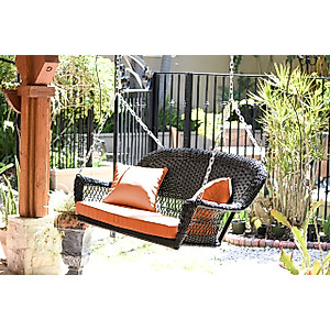 Jeco W00207S-D-FS016 Wicker Porch Swing, Black