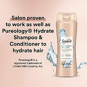 Suave Professionals Moisturizing Shampoo for Dry Hair Hyaluronic Acid Long Lasting Hydration 12.6 oz