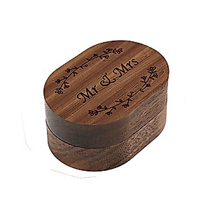 Wedding Ring Box, Wood Ring box for Proposal, Rustic Mr & Mrs Carve Engagement Ring Holder Gift for Wedding Ceremony