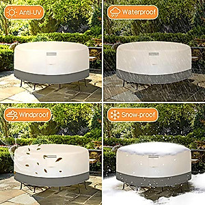 SEKKVY Round Patio Furniture Covers,72 Inch Heavy Duty 100% Waterproof Outdoor Table and Chair Set Covers,All Weather Resistant Lawn Dining Table Covers, Beige & Brown