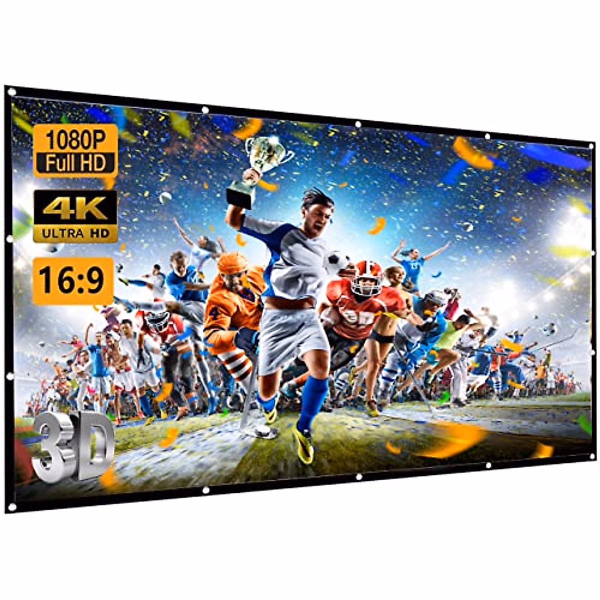 Projector Screen 120 inch,16:9 4K Portable Foldable Movie Screen, Anti-Crease Free of Punch Cleanable Traceless Double-Sided Indoor and Outdoor Projection Screen for Home,Party,Camping,Office