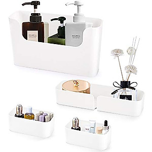 Hedume Set of 4 Wall Mounted Floating Shelf, Non-Drilling Adhesive Bathroom Organizer Ledge Shelf for Home Decor, Kitchen, Bedroom, Bathroom