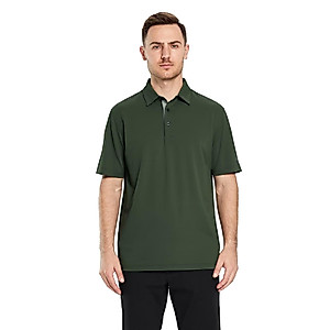 M MAELREG Mens Pique Polo Shirts Short Sleeve Performance Moisture Wicking Quick Dry Casual Golf Shirts for Men Olive Green