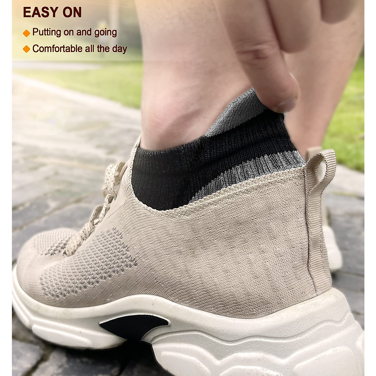 BULLIANT Mens Socks 6 Pairs-Athletic Ankle Socks Cushioned No Show For Men Running-Arch Compression Support(6Pairs,Shoes Size:Men 10-12)