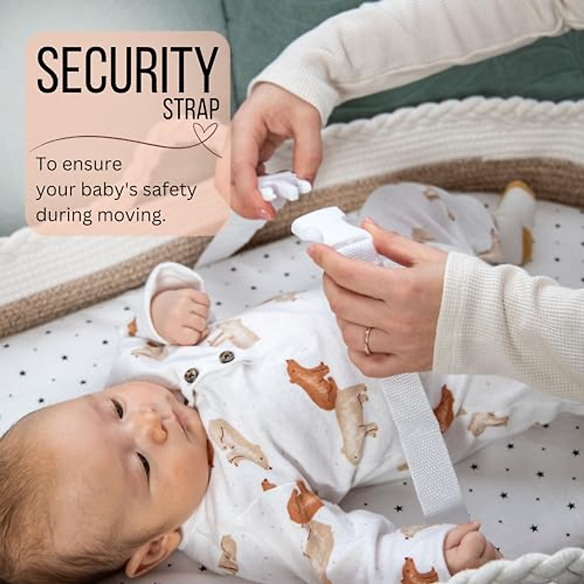 Baby Changing Basket Set - Diaper Caddy with Strap, Multi Handle Handmade Boho Cotton Rope Basket with Portable Bag, Soft Fleece Blanket, Waterproof Pad, Milestone Markers - Table Topper Changing Pad