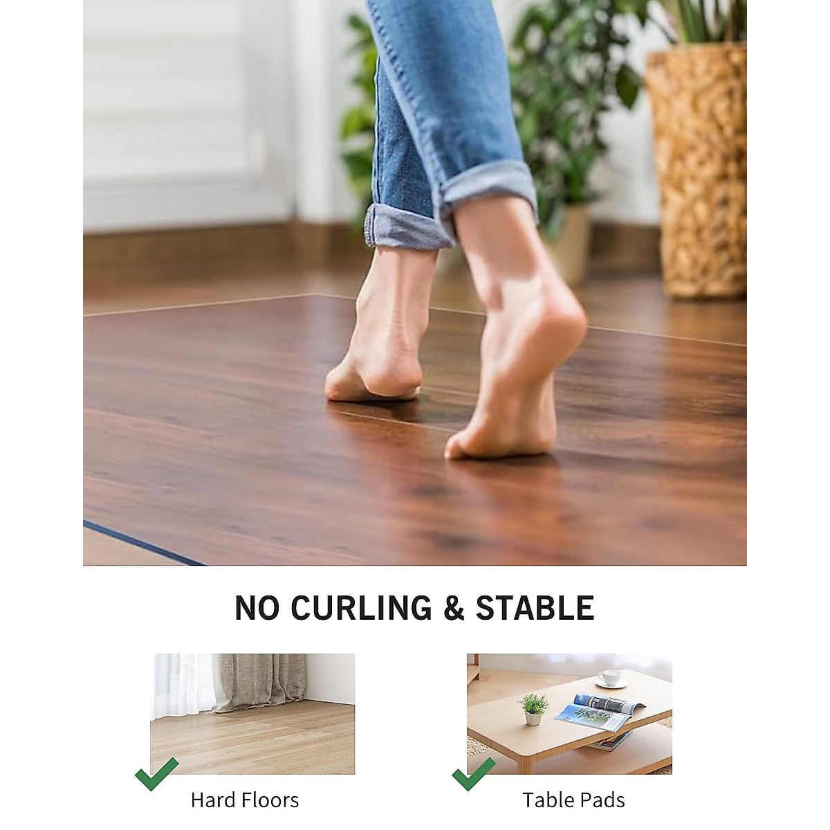 Clear Floor Mat for Home, 4'×6' Large Non-Slip Plastic Rug for Under Kitchen Table, Durable Waterproof Vinyl Area Mat for Baby Spills, Dog Accident, Anti-Scratch Floor Protector for Living Room