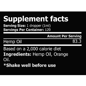 Hemp Oil :: Hemp 10,000mg :: Hemp Extract :: May Help with Joint Support, Hair, Skin, Nail Health & More :: Hemp Drops :: Rich in Omega 3,6,9 (Orange)