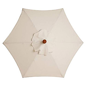 IUIBMI 10Ft Patio Umbrella Replacement Canopy 6 Ribs, Outdoor Umbrella Canopy with 6 Ribs Table Market Yard Umbrella Replacement Top Cover for Backyard Garden Beach (Canopy Only) Beige