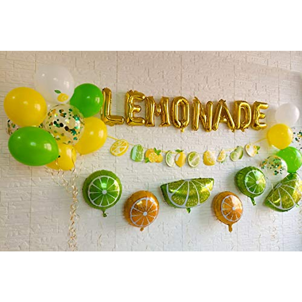 Lemonade Party Decoration Lemonade Foil Latex Balloons Banner,Lemonade Garland Decoration for Summer Lemonade Party