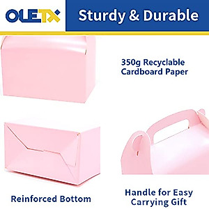 Oletx 30-Pack Pink Party Favor Treat Boxes, Goodie Boxes, Gable Paper Gift Boxes with Handles. Perfect for Princess Pink Party and Baby Girl Shower Decoration Supplies.