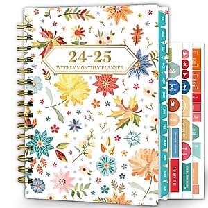 Ymumuda 2024-2025 Planner, 12-Month Daily Weekly Monthly Planner from JUL.2024 to JUN.2025, 8.4" X 6", Spiral Planner Notebook with Stickers, Elastic Closure, Inner Pocket, Colorful Embroidery