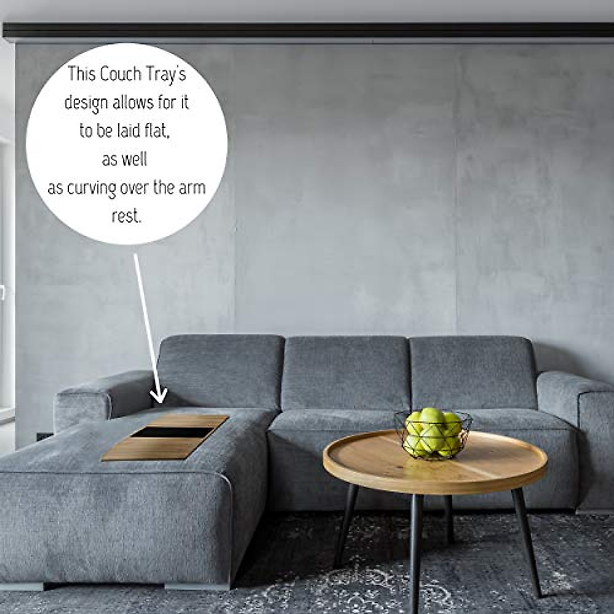 Nord Eagle Bamboo Sofa Arm Tray Table Arm Rest Protector Universal Drink Holder Side Table Couch Remote Caddy