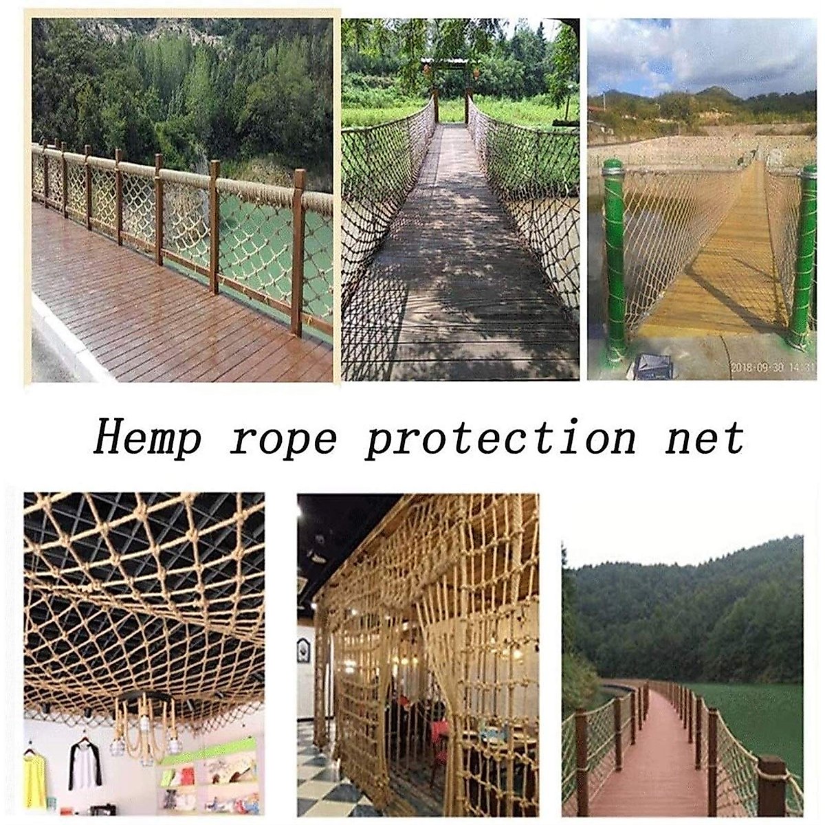 Child Climbing Safety Net Heavy Duty Hemp Rope Cargo Net Playground Railing Protective Net Outdoor Treehouse Kids Swing Rope Netting Hammock Fence Decoration (Size : 1 * 2m(3 * 7ft))