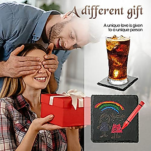 Cakocaco Set of 12 Slate Coasters, Non-Stick, Anti-Slip Drink Coasters, Personalized Engraving Available, Bulk Square Coasters for Drinks, Outdoor Stone Coasters for Any Wood, Marble Dinning Table…