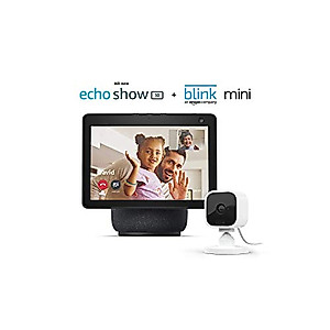 Echo Show 10 (3rd Gen) | Charcoal with Blink Mini Indoor Smart Security Camera, 1080 HD with Motion Detection