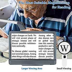 NZQXJXZ 5X Large Magnifying Glass for Reading Rechargeable Full Book Page Magnifier 6x9 Book Lights Magnifiers with 43 Ultra Bright LED Light Lightweight for Low Eyesight Person and Seniors to Read