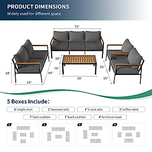 Amopatio Aluminum Patio Furniture Sofa,All-Weather Metal Outdoor Sofa,Modern 2-Seat Couch with Waterproof Covers,Dark Grey (ONLY LOVESEAT)