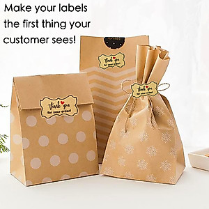 Thank You for Your Order Stickers, ROJMHS Thank You for Purchasing Stickers, Kraft Paper Thank You Stickers 2 inch Roll, Small Business Labels for Packaging(600pcs)
