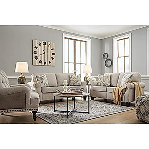 Signature Design by Ashley Alessio Modern Transitional Loveseat with Pillows, Beige