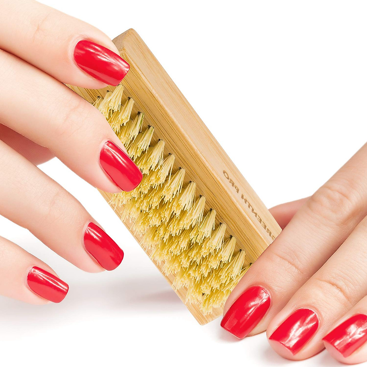 GREENTH PRO Bamboo Nail Brush，2PCS Two-side Firm Nature Wooden Sisal Scrub Brush for Toes and Nails,Cleaning Nail Brush