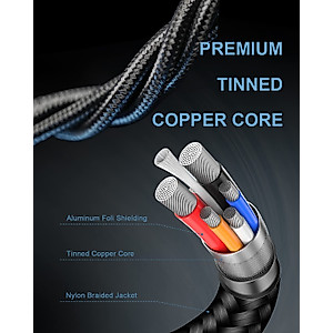 USB A to Lightning Cord, 2Pack/3Ft Nylon Braided iPhone Charger Cable, Apple Approved Fast Charging Power Wire for iPhone 14, 13 Pro Max, 13Pro, 13 Mini, 12 11 10 XR XS X 8 Plus 7 Fast Cargador Chord