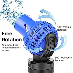 Flexzion Submersible Wave Maker 360 Degree Circulation Pump w/Magnetic Mount & Adjustable Flow Rate for Aquarium Fish Marine Coral Reef Tank Pools Fresh Salt Water -1600Gph