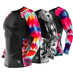 Sanabul Funk Strike Compression Long Sleeve Rash Guard | Stylish Training Shirt for MMA BJJ | Swim Surf Rash Guard for Men (Large, Classic Swirl)