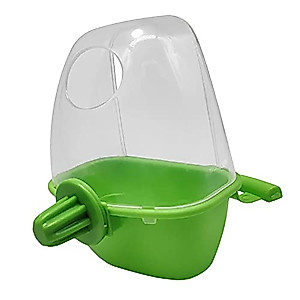 Bird Cage Feeder Parrot Watering Bowl Feeding Station with Perch Water Food Dispenser for Budgie Parakeets Lovebirds Pet Supplies Canary, Green