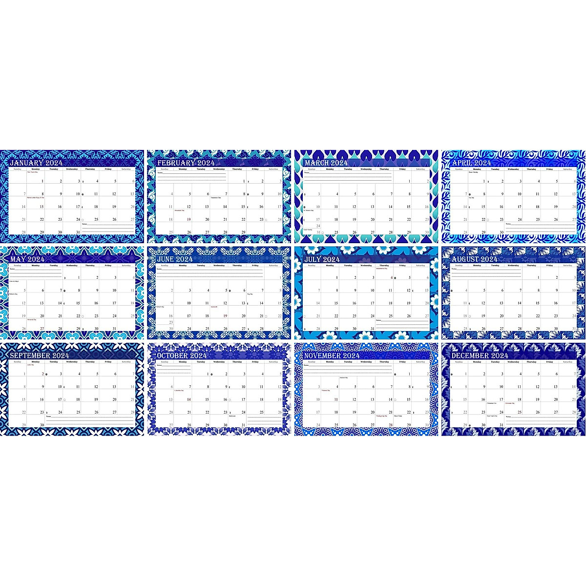 2024 Photo Frame Wall Spiral-bound Calendar (Add Your Own Photos) - 12 Months Desktop/Wall Calendar/Planner - (Edition #07)